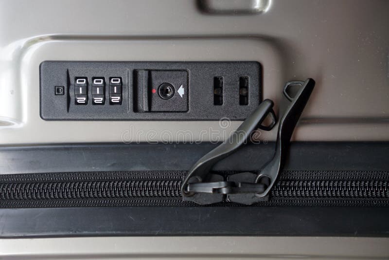 Safety Lock on Suitcase Zipper with Number Combination Method Stock ...