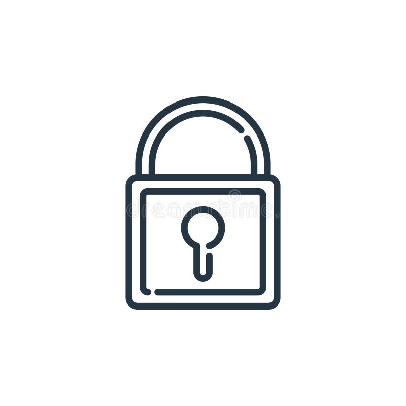 Safety Lock Vector Icon Isolated on White Background. Outline, Thin ...