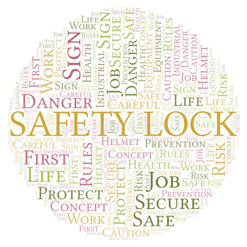 Safety Lock word cloud stock illustration. Illustration of protect ...