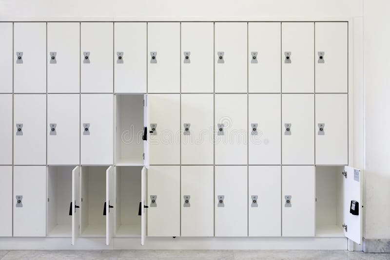 Wall of Safety Lockers in Changing Room To Entry Password Code Stock ...