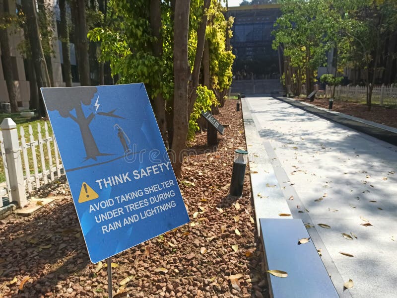 Safety Measure Board Displayed To Avoid Standing Below Tree during Rain ...