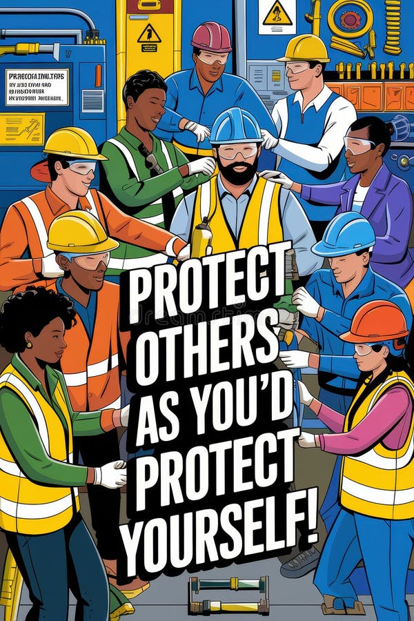 Safety Message in Factory Setting for All Workers Stock Illustration ...