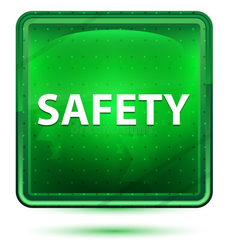 Safety Neon Light Green Square Button Stock Illustration - Illustration ...