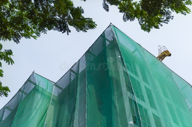 Safety Net Covering the Building for the Construction. Stock Image ...