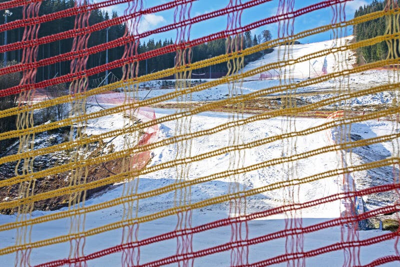 Safety Net for Safety on the Ski Slope. Stock Image - Image of ...