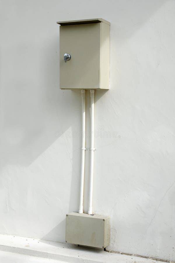 Safety Outdoor Electric Connector Box Mounted on the Wall Stock Photo ...