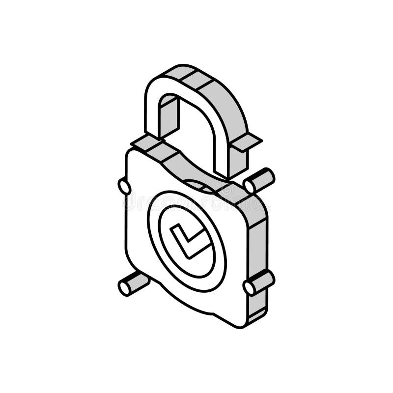 Safety Padlock Isometric Icon Vector Illustration Stock Vector ...