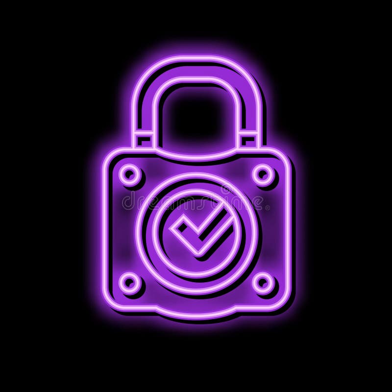 Safety Padlock Neon Glow Icon Illustration Stock Vector - Illustration ...