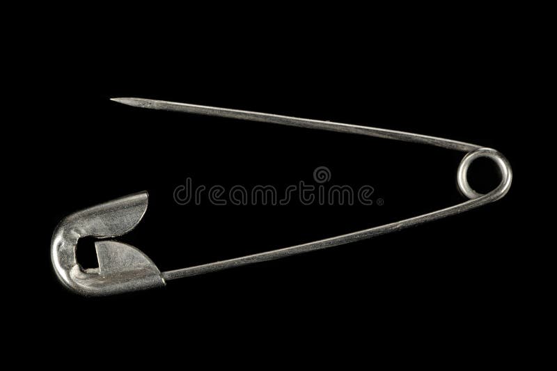 Safety Pin on Black Background Stock Photo - Image of repair, steel ...