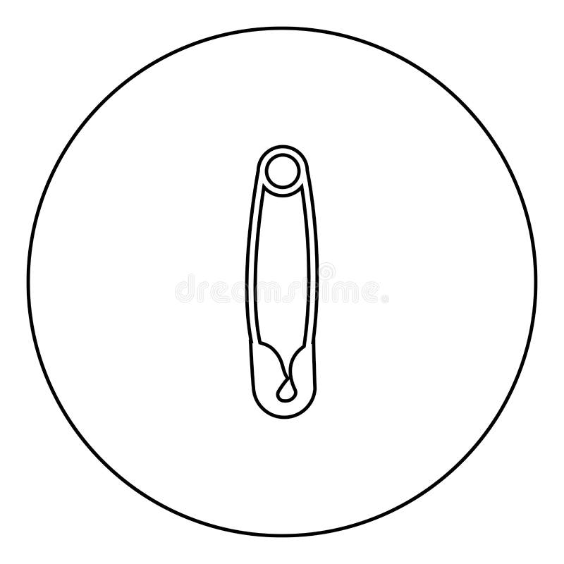 Safety Pin Black Icon Outline in Circle Image Stock Vector ...