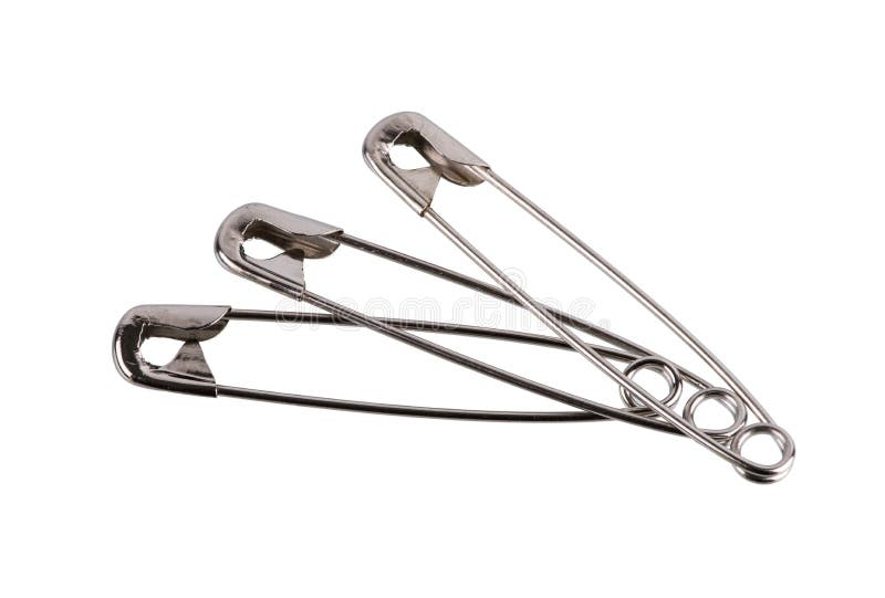 Safety Pin Brooch Made from Metal Stainless Isolate on White Stock ...