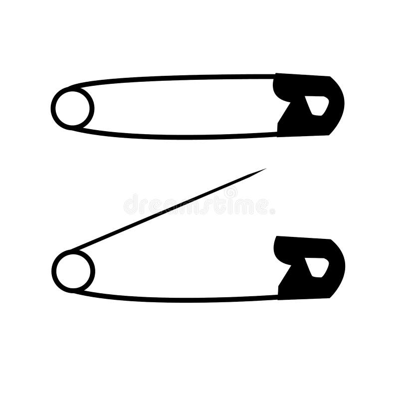 Safety Pin Icon on White Background. Closed and Open Safety Pin Stock ...