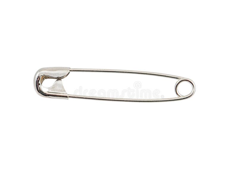 One Safety Pin Isolated on White Background, Close Up Stock Photo ...