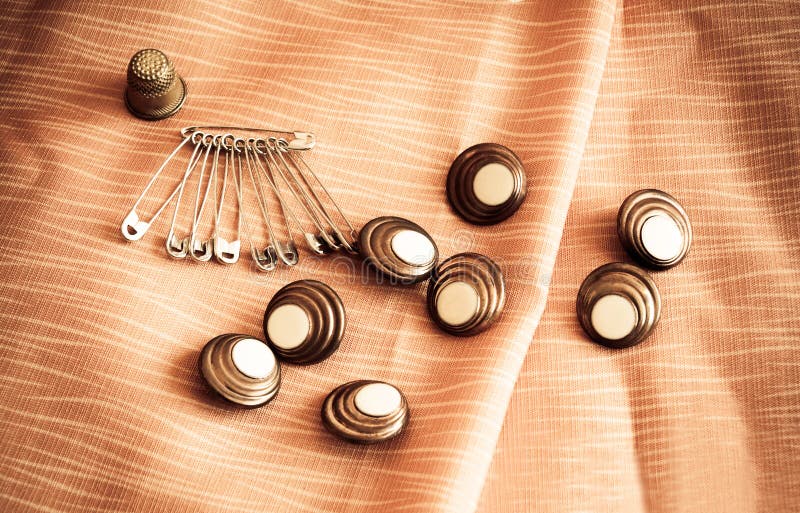 Safety Pins and Buttons. Vintage Style Stock Image - Image of tool ...