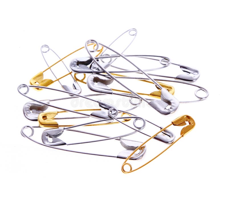 Pile of Safety Pins and Needles Isolated on White Stock Photo - Image ...