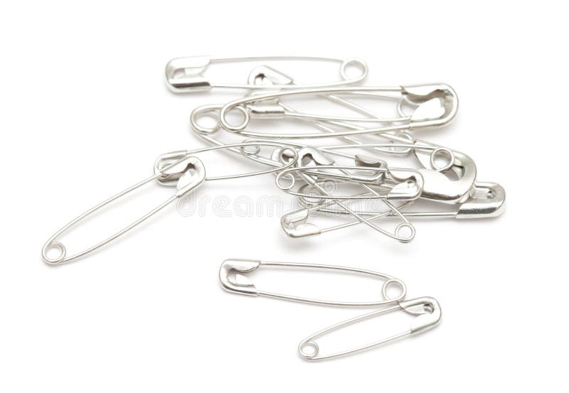 One Safety Pin Isolated on White Background, Close Up Stock Photo ...