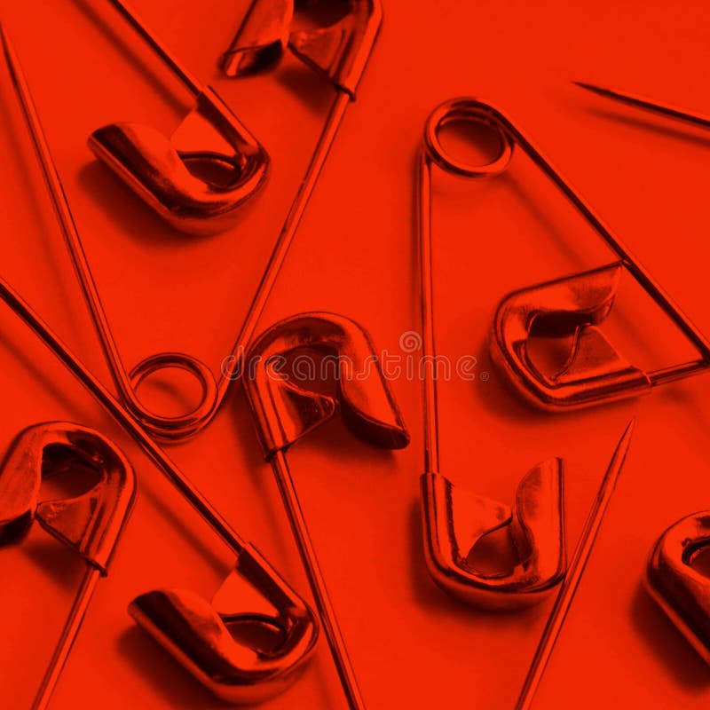 Safety pins in red stock photo. Image of shape, clip, abstract - 58396