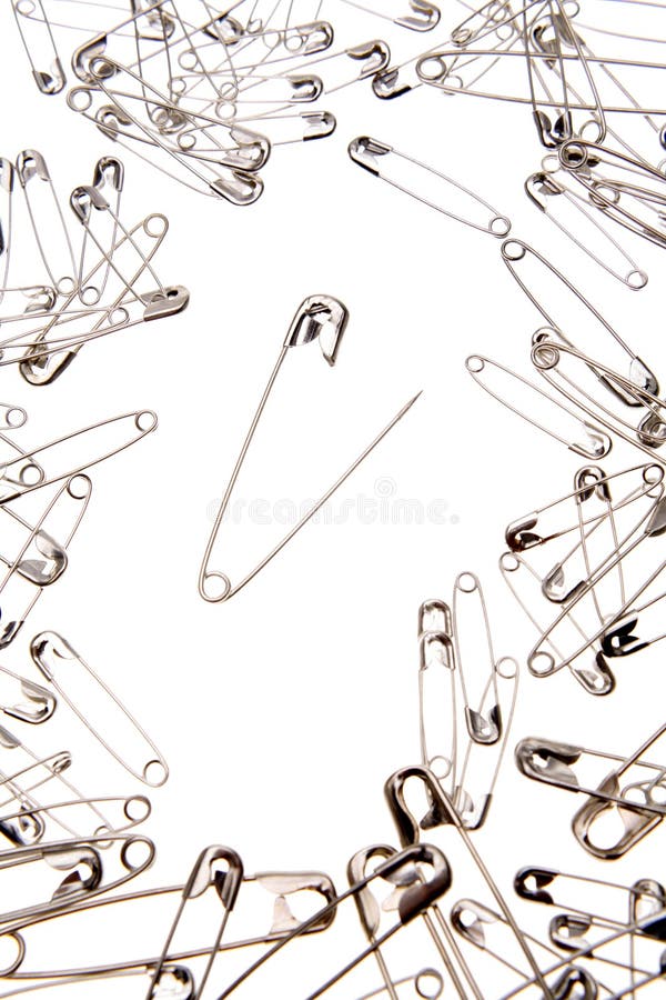 Safety pins on white stock image. Image of open, alone - 5456633