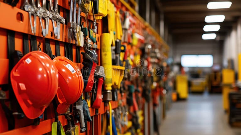 Safety Practices with Construction Tools in Workshop Stock Photo ...