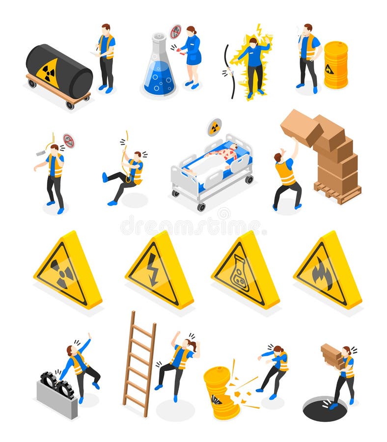 Safety Precaution Isometric Icons Stock Illustration - Illustration of ...