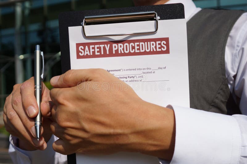 Safety Procedures is Shown Using the Text Stock Photo - Image of health ...