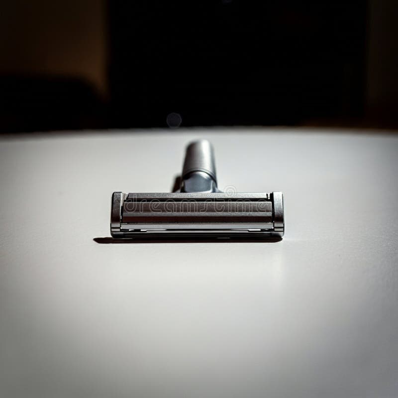 A Safety Razor Resting on a Smooth, Reflective Surface in a Dimly Lit ...