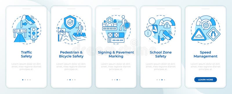 Safety and Regulation Blue Onboarding Mobile App Screen Stock Vector ...