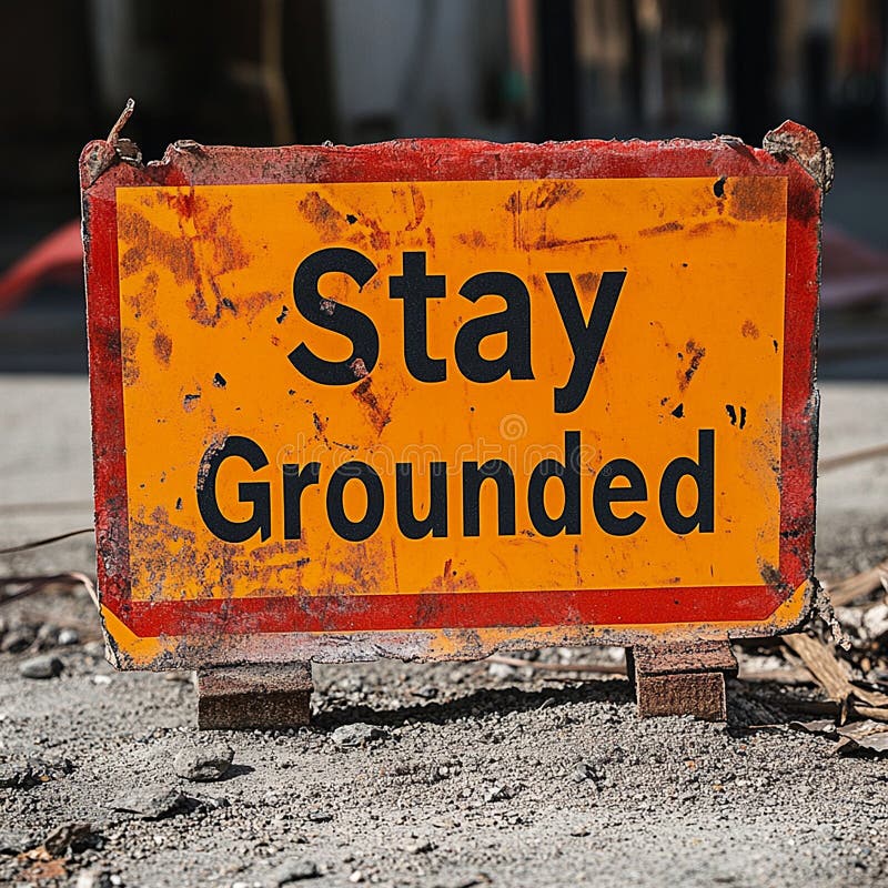 Safety Reminder with "Stay Grounded" on a Plain Background Stock ...