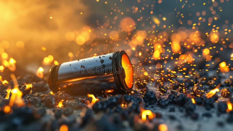 The Safety Risks of Lithium Batteries. Stock Photo - Image of ...