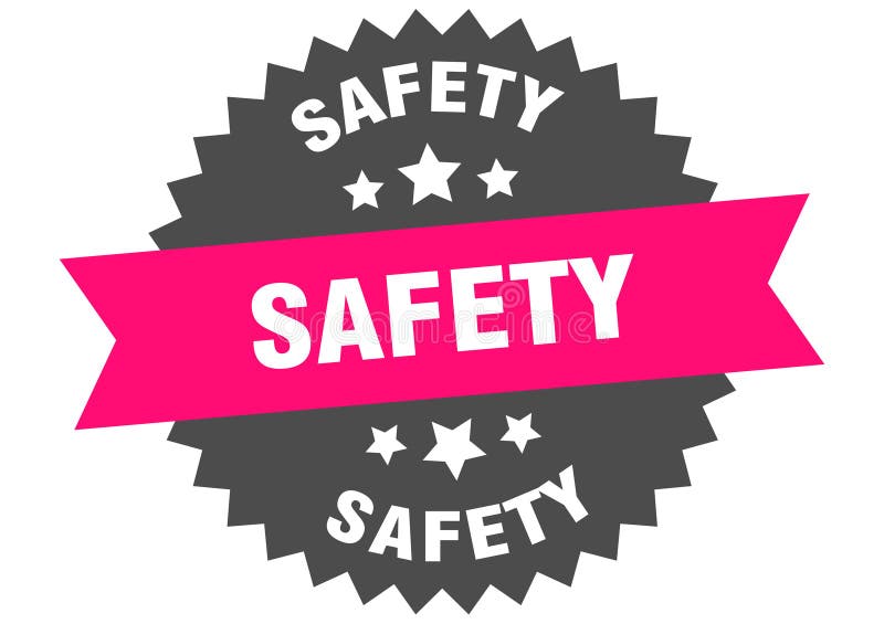 Safety. Safety Round Pink Label Isolated on Transparent Background ...