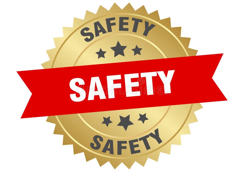 Safety. Safety Round Red and Gold Label Isolated on Transparent ...