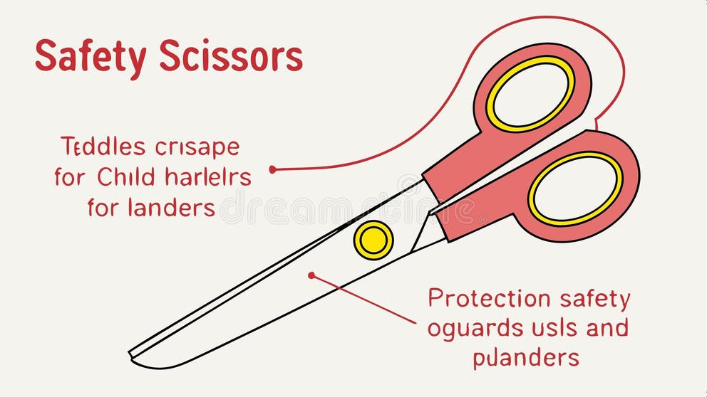 Safety Scissors Illustration with Protective Tips and Label Vector ...