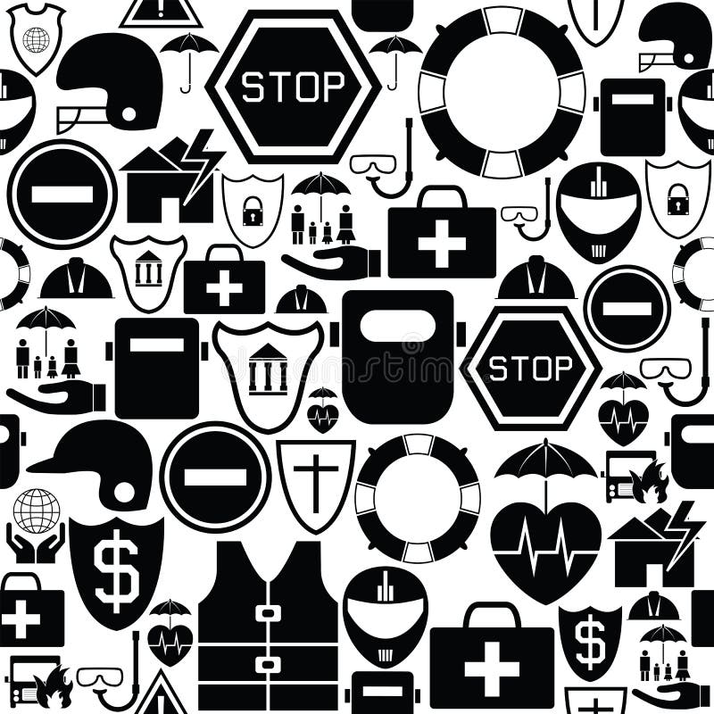 Safety, Seamless Pattern, White. Stock Vector - Illustration of icons ...