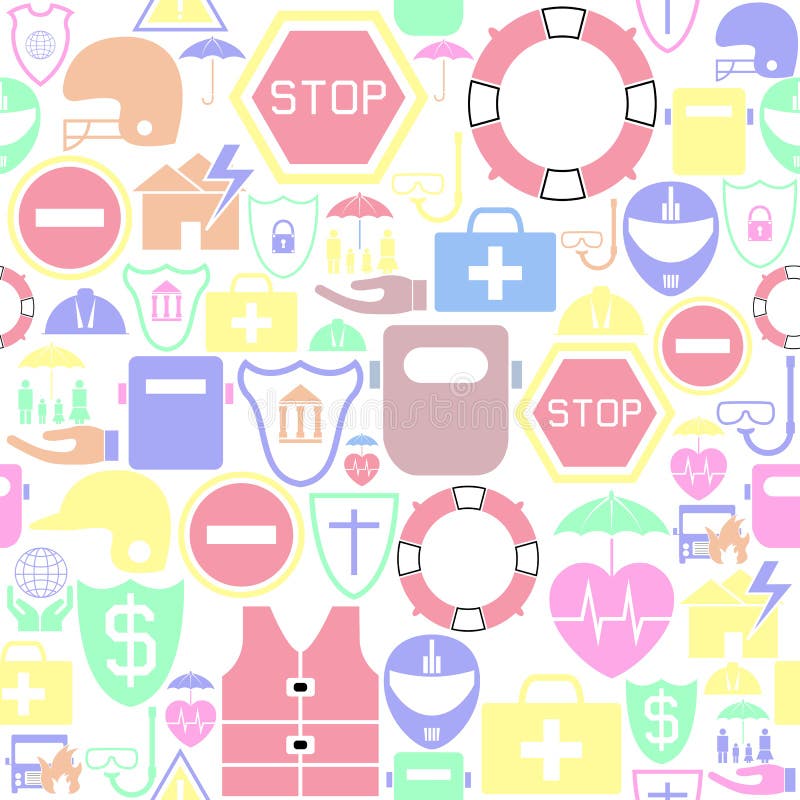 Safety, Seamless Pattern, White. Stock Vector - Illustration of icons ...