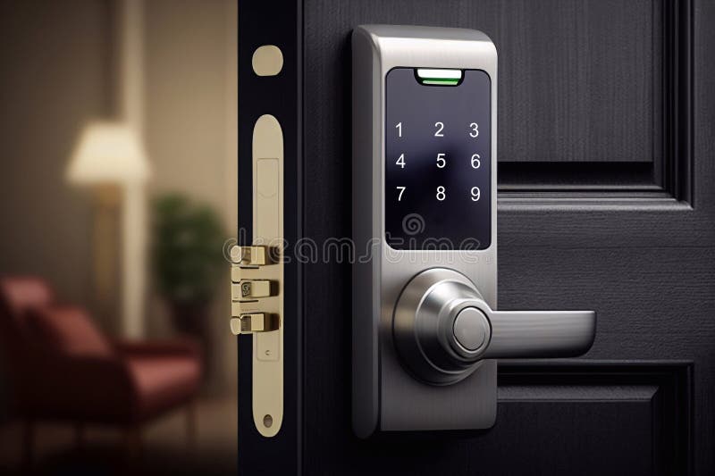 Safety Security Automatic Digital Room Door Lock Illustrations Stock ...