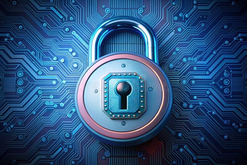 Safety, Security.Iron Door Padlock on Computer Network Stock ...