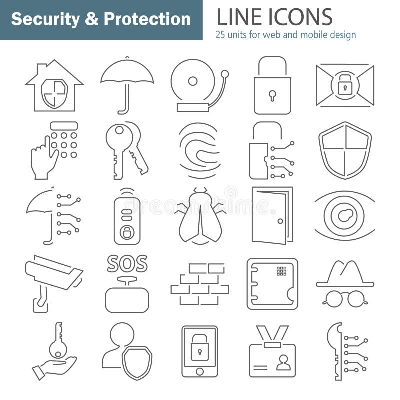 Safety and Security Line Icons Set for Web and Mobile Design Stock ...