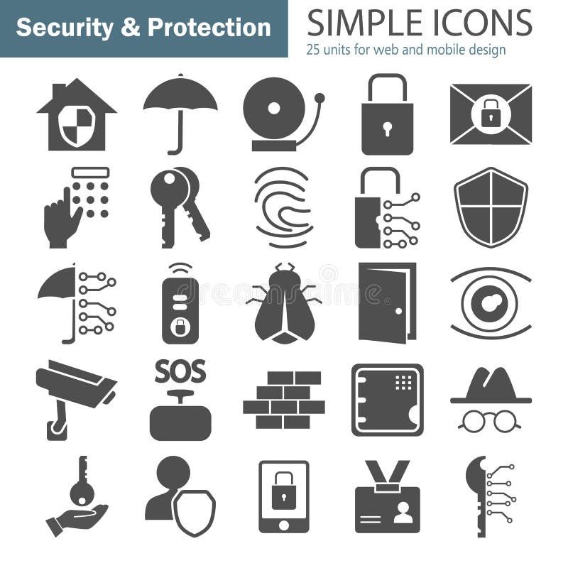 Safety and Security Simple Icons Set for Web and Mobile Design Stock ...