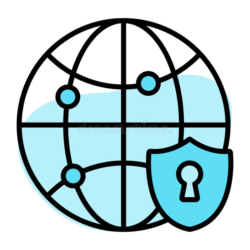 Safety Shield with Network Globe Denoting Vector of Network Security ...