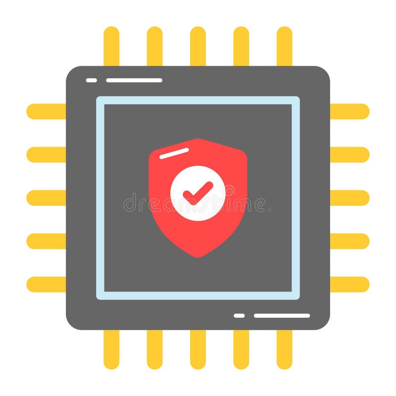Safety Shield on Processor Showing Concept of Processor Security Stock ...