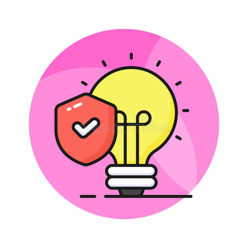Safety Shield with Tick Mark Inside Light Bulb, Concept of Idea ...