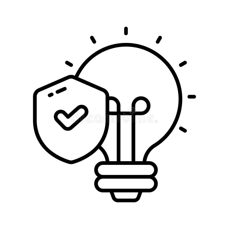Safety Shield with Tick Mark Inside Light Bulb, Concept of Idea ...