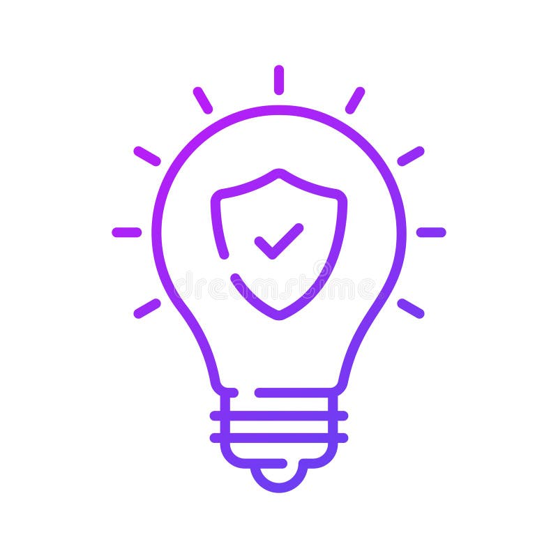 Safety Shield with Tick Mark Inside Light Bulb, Concept of Idea ...