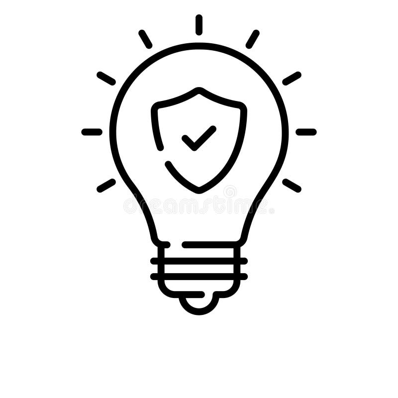 Safety Shield with Tick Mark Inside Light Bulb, Concept of Idea ...