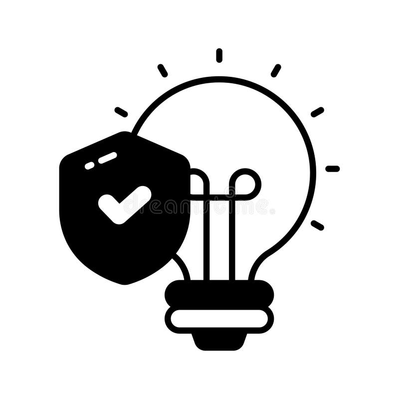 Safety Shield with Tick Mark Inside Light Bulb, Concept of Idea ...