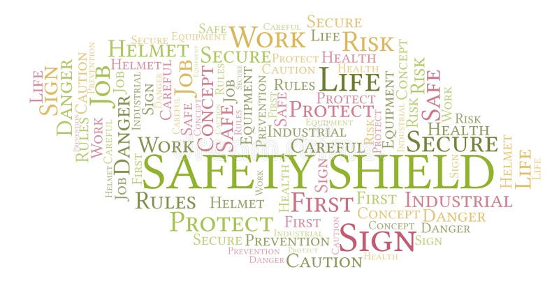Safety Shield word cloud. stock illustration. Illustration of font ...
