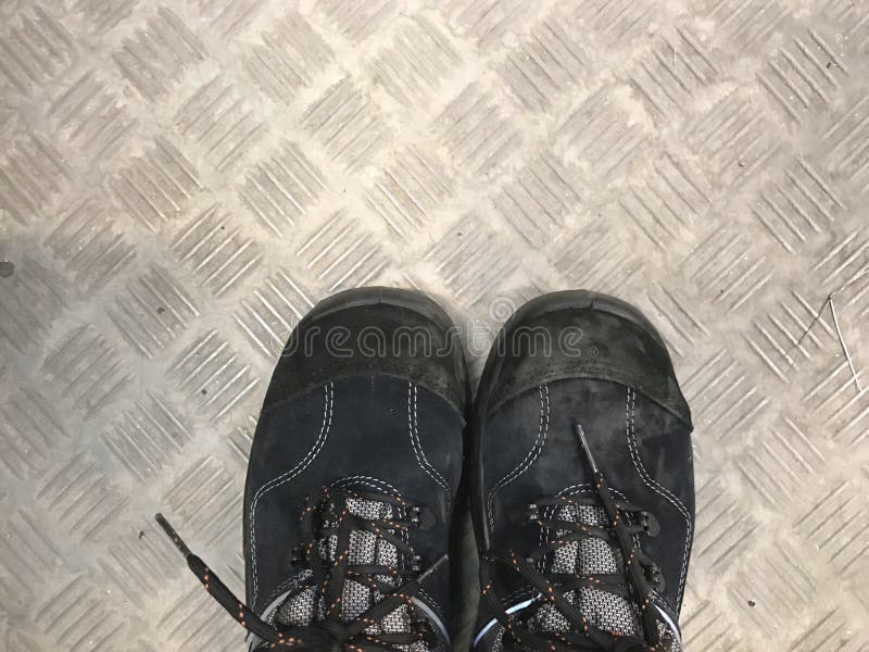 Safety Shoes with Metal Background Stock Image - Image of boots ...