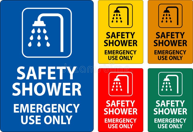 Safety Shower Sign, Safety Shower - Emergency Use only Stock Vector ...