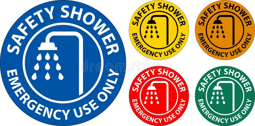 Safety Shower Sign, Safety Shower - Emergency Use only Stock Vector ...
