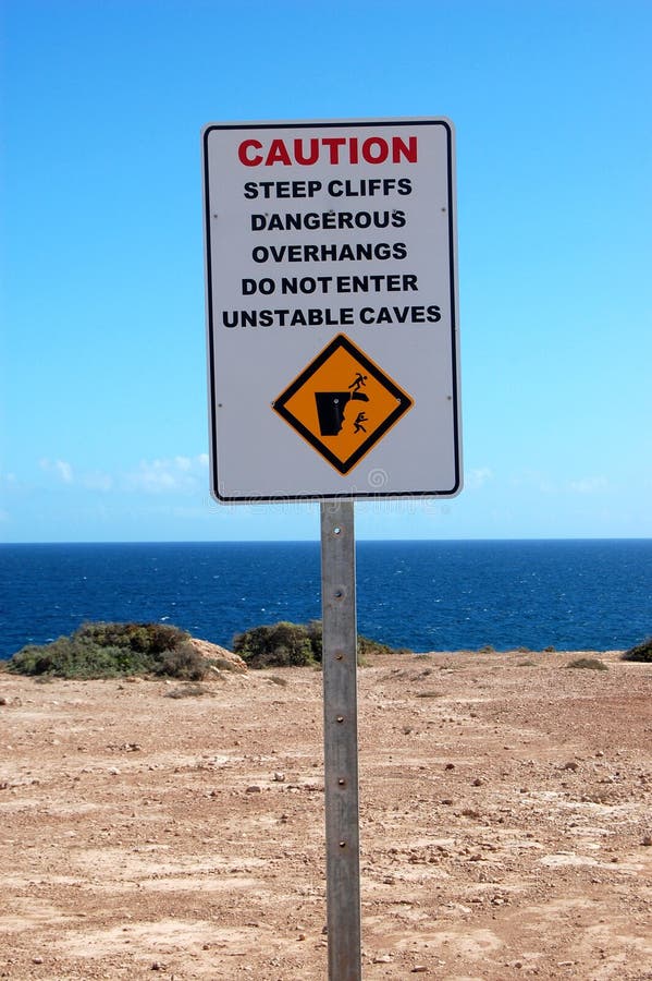 Beware of Cliff Edge Sign stock photo. Image of booti - 18866112